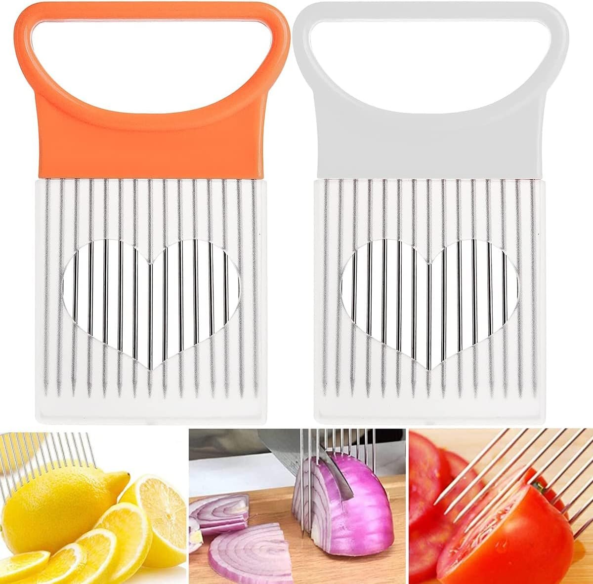 2PCS Kitchen Cutting Tool Slicer Holder Firm Grip Stainless Steel Fork ...