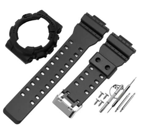 2W1 opaska pasek + etui BEZEL do Casio G-SHOCK GA-100 GA-110 GD-100 G-8900 czarna (czarny napis ...