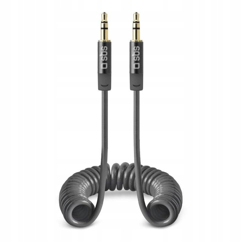 2x Kabel Przewód audio spiralny SBS Jack 3,5 mm - Jack 3,5mm 1,3 metra ...