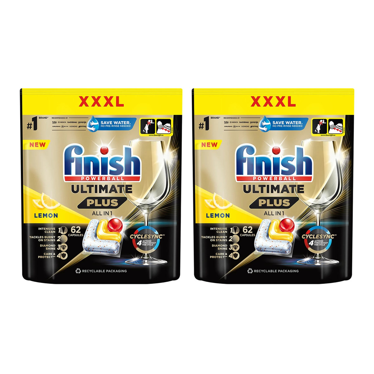 2x Kapsułki do zmywarki FINISH Ultimate Plus Lemon 62 szt - FINISH ...