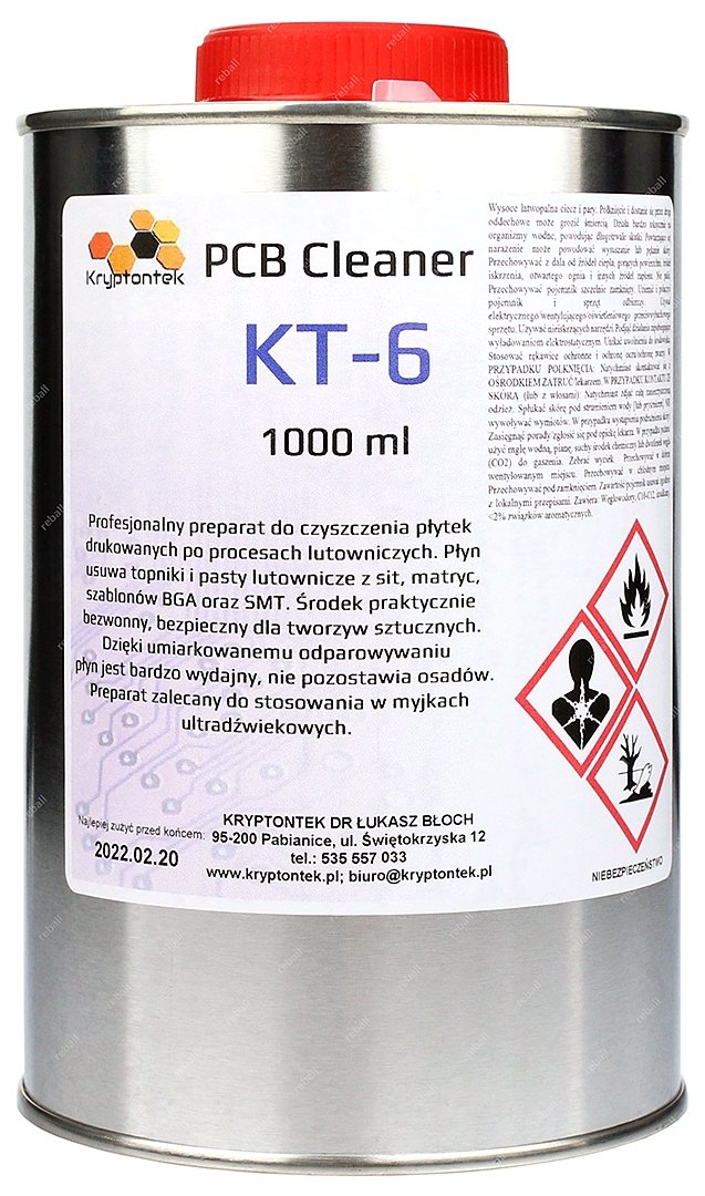 2x KT-6 PCB CLEANER DO CZYSZCZENIA PŁYTEK DRUKOWANYCH PO TOPNIKU KALAFONII - Kryptontek | AGD ...