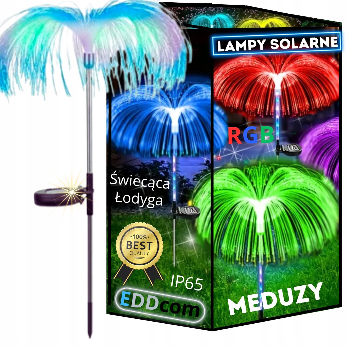 2x LAMPA SOLARNA OGRODOWA LED MEDUZA RGB WBIJANA DO OGRODU LAMPKI SOLARNE - Eddcom | Sklep EMPIK.COM