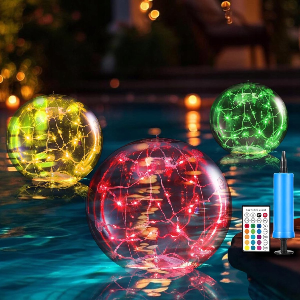2x Solarne Lampy LED RGB Ø37cm Pływające Pompowane Kule do Ogrodu i ...