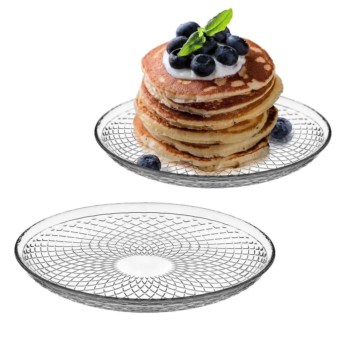 2x TALERZ DESEROWY 17,5cm TALERZYKI DO CIASTA TALERZE SZKLANE PŁYTKI ...