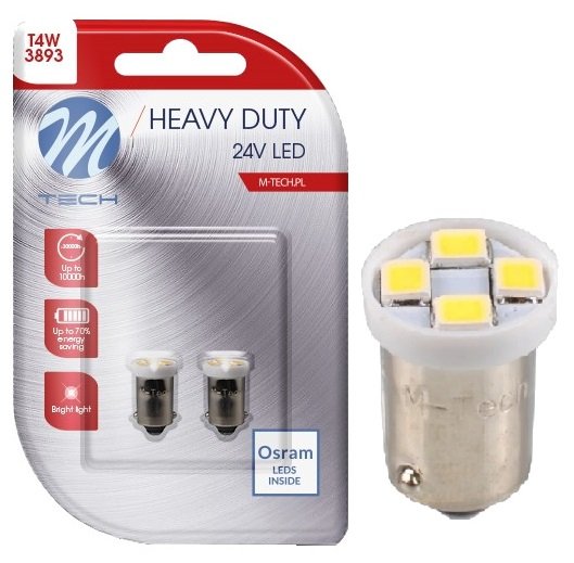 2x Żarówka T4w Led Osram M-tech Ba9s Dioda Biała 24v Tir - Inna marka ...