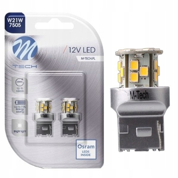 2x Żarówka W21w Led Osram M-tech T20 Retrofit 7505 Biała - Inna marka ...