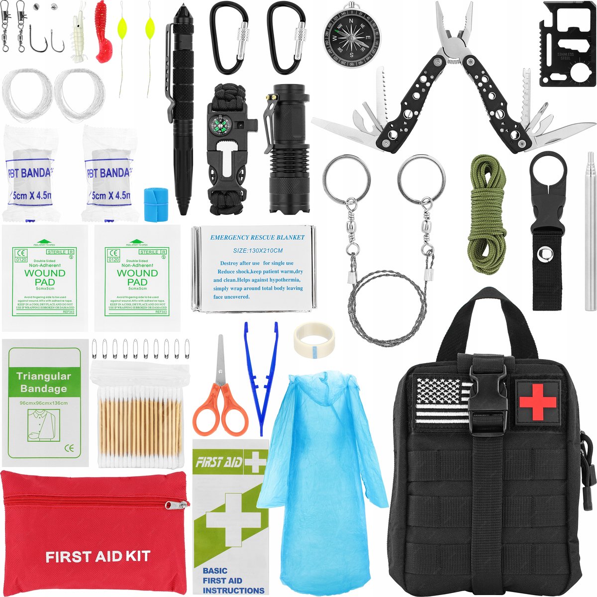 2x ZESTAW SURVIVALOWY PRZEŻYCIA WOJSKOWY GADŻETY NARZĘDZIA PRZETRWANIA ...