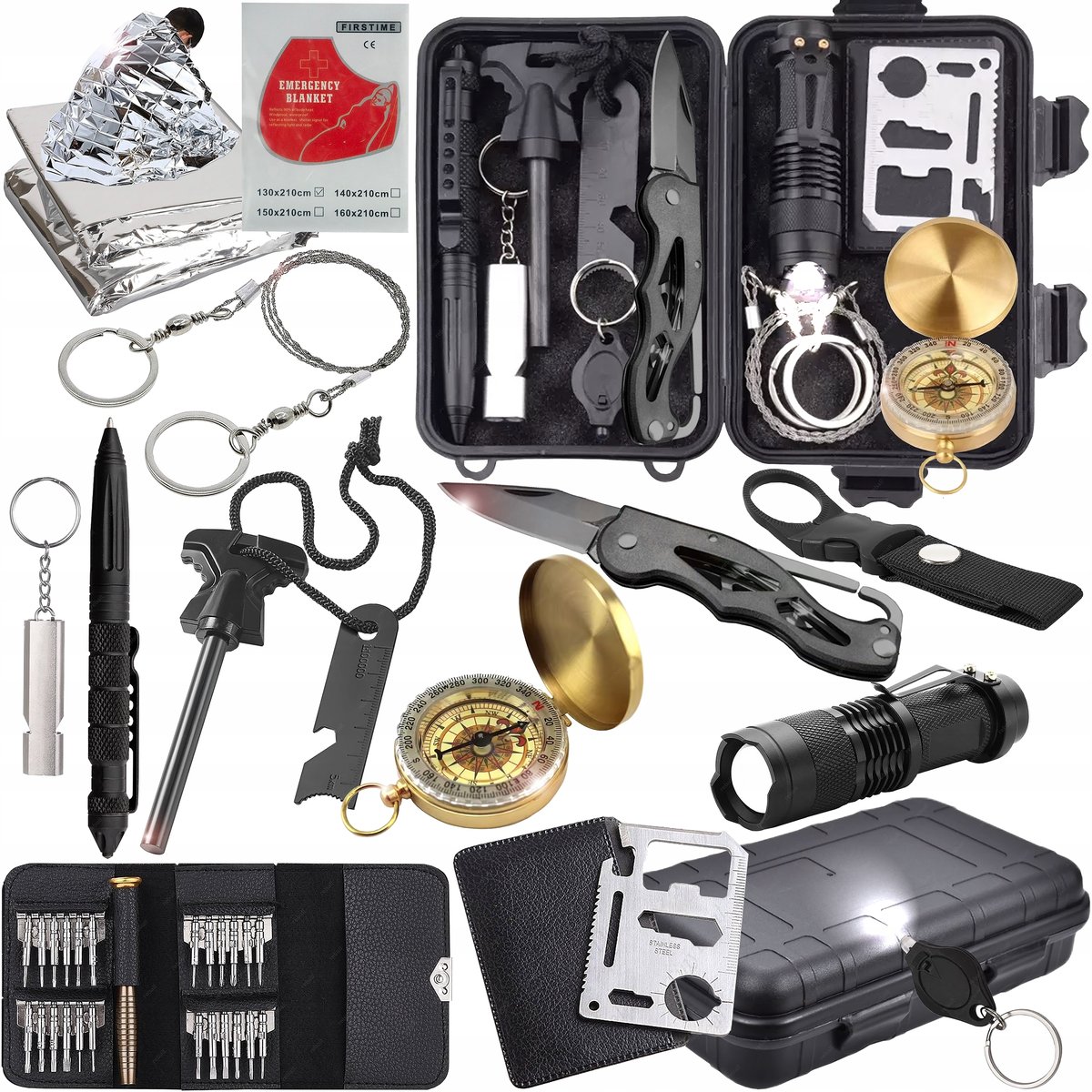 2x ZESTAW SURVIVALOWY PRZEŻYCIA WOJSKOWY GADŻETY NARZĘDZIA PRZETRWANIA ...