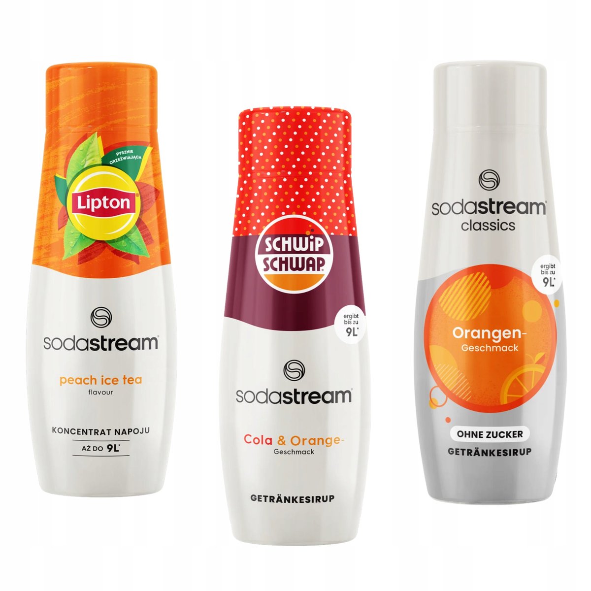 3 koncentraty Sodastream Lipton Ice Tea Peach + Schwip Schwap + Orange ...