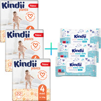 3 x Kindii Pieluchomajtki chłonne maxi rozmiar 4 (9-15 kg) + Gratis ...