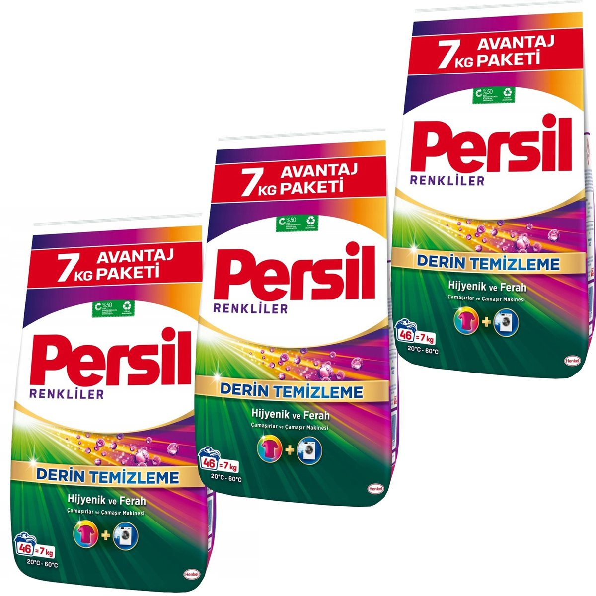 3 x Persil proszek do prania kolorowych tkanin Deep Clean 7 kg - Persil ...