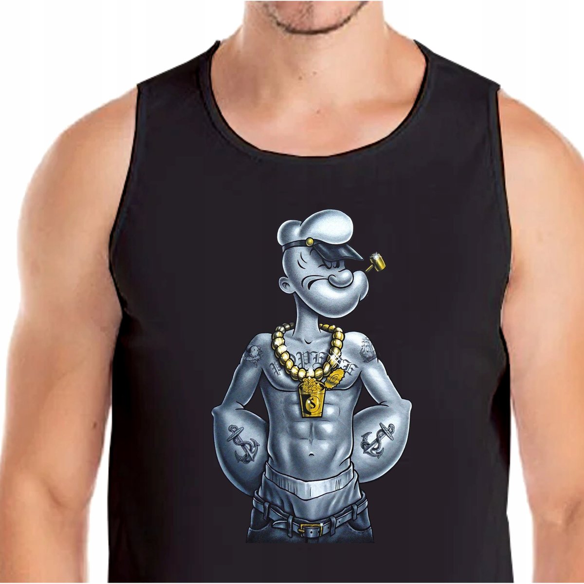 3247 Tank Popeye Marynarz Papaj Gangsta Xl Czarna - Inna marka | Moda ...