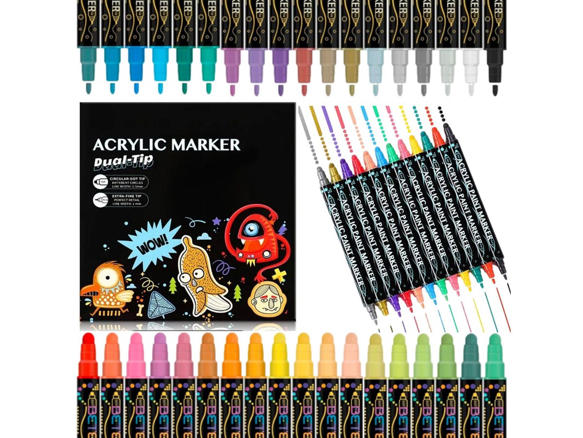 36X Markery Akrylowe Pisaki Mazaki Flamastry Wodoodporne Farba 36Szt ...