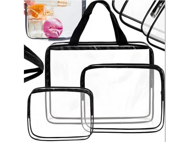 3w1 Kosmetyczka Przezroczysta Podróżna Samolotowa Podręczna Zestaw 3 ...