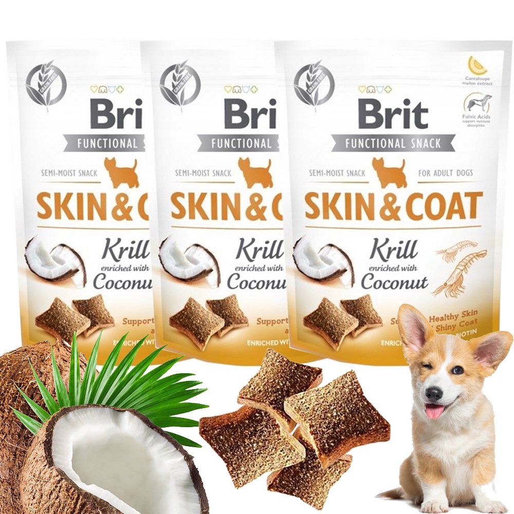 3x Brit Care Dog Functional Snack SKIN&COAT KRILL 150g - Brit | Sklep ...