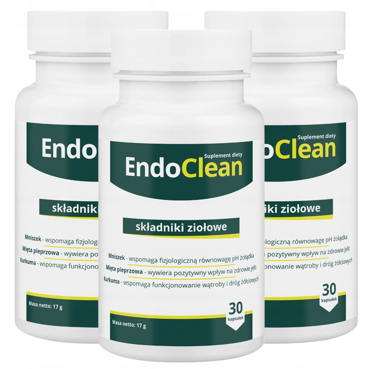 3x EndoClean - Detoksykacja organizmu i wsparcie pracy jelit 30 kaps ...