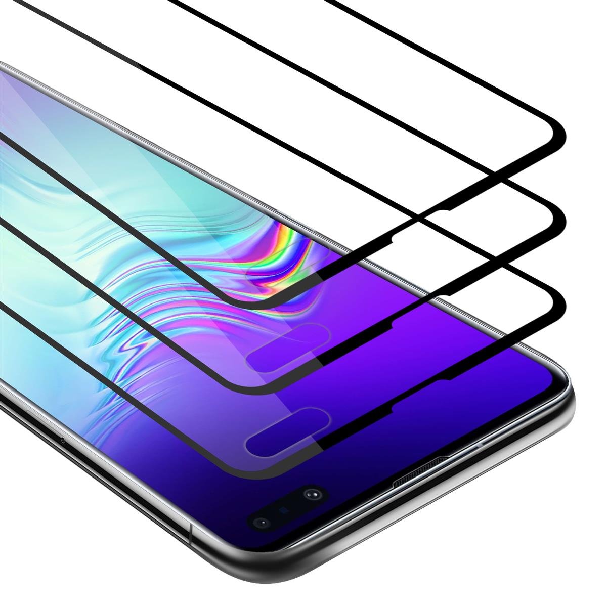 3x Szkło Hartowane Do Samsung Galaxy S10 5G Folia pancerna Ochronny w PRZEZROCZYSTY Z CZARNYM ...