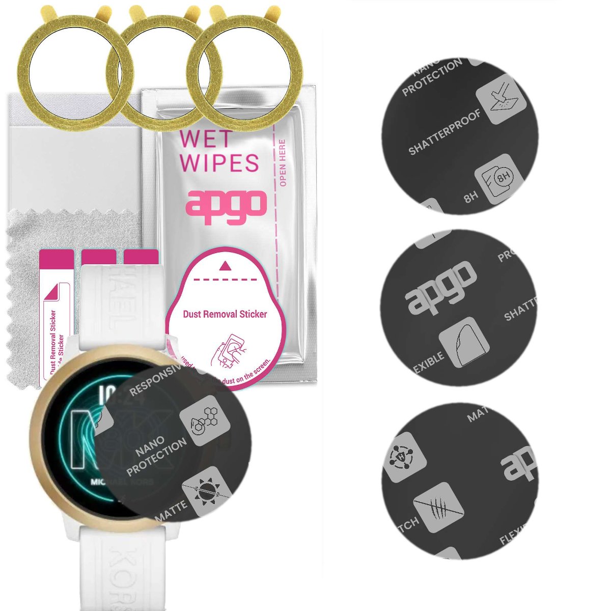 3x Szkło Hybrydowe MATOWE do Michael Kors MKT5071 Access Go - apgo ...