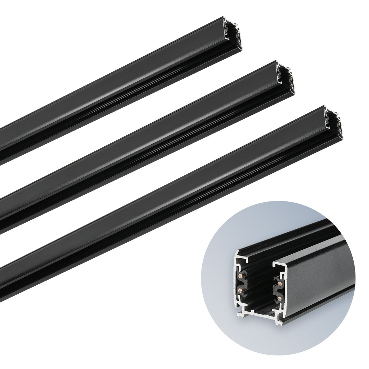 3x Szyna oświetleniowa 3-fazowa 1m CZARNA do LED NEXTRACK Szynoprzewód ...