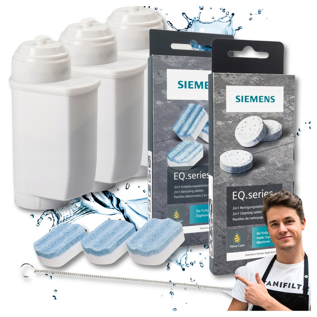 3x ZAMIENNIK Filtra Wody do Brita Intenza +ORYGINALNE Tabletki SIEMENS ...