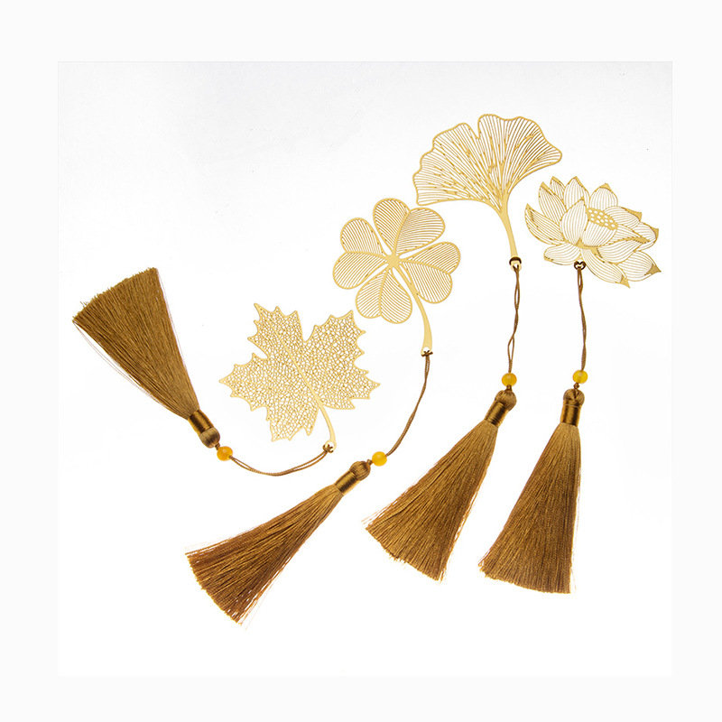 4 Pack Metal Bookmarks with Fringe, Gold Cutout Bookmarks for Book ...