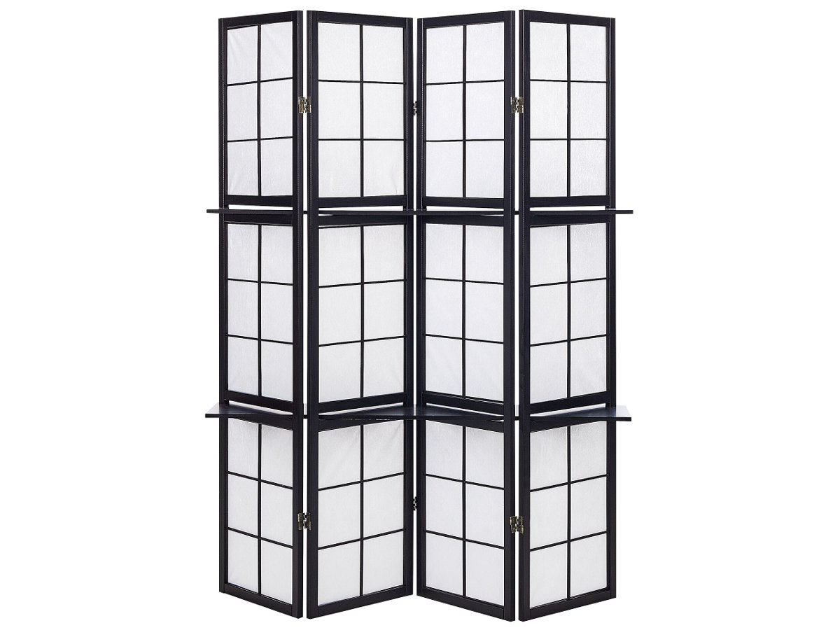 4-panelowy składany parawan pokojowy drewniany 170 x 120 cm czarny ...