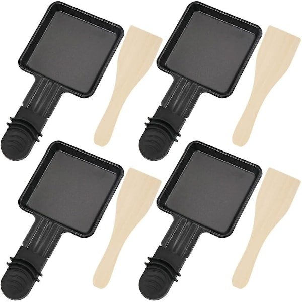 4 szt. grilla raclette Coupelle i 4 szt. szpatułek do raclette z drewna ...