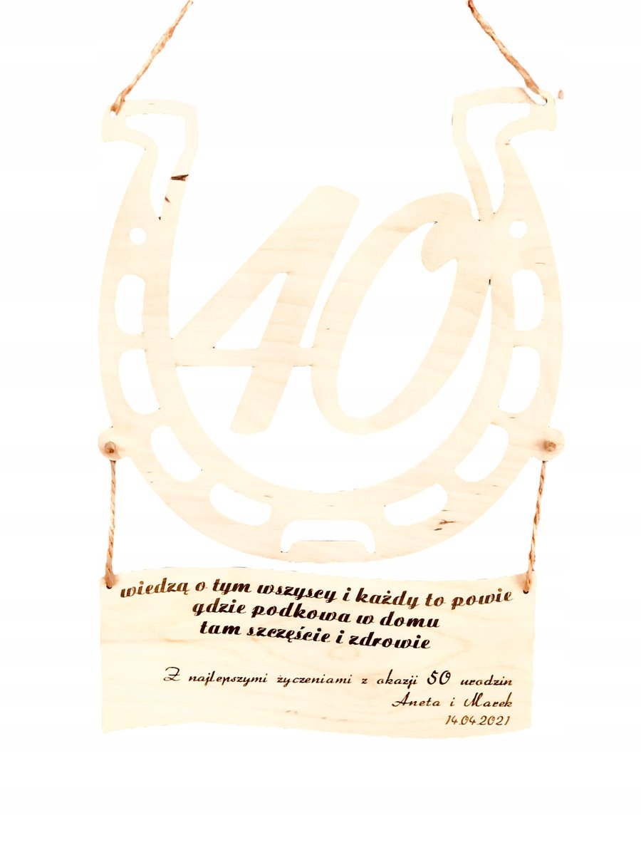 40-stka czterdziestka urodziny grawerowana podkowa - Manufaktura ...