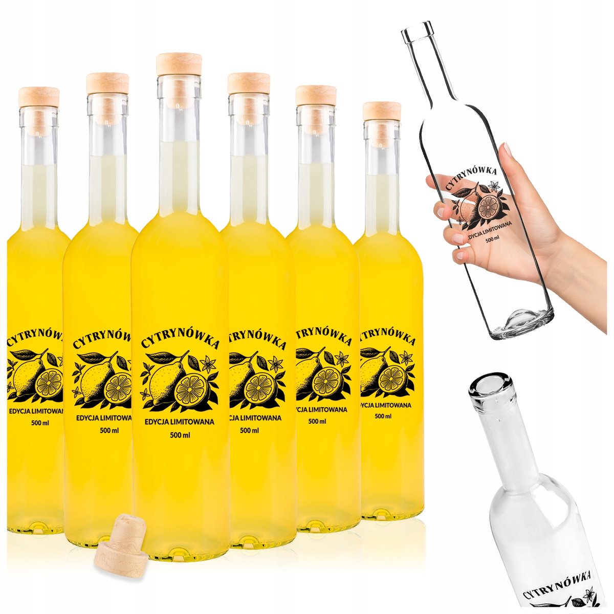 40x BUTELKI SZKLANE FUTURA Z NADRUKIEM CYTRYNÓWKA 500 ML EDYCJA ...