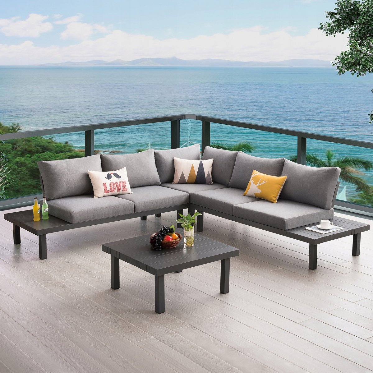 47526 Zestaw mebli ogrodowych 4 elementy Solange antracyt PATIO - Patio ...