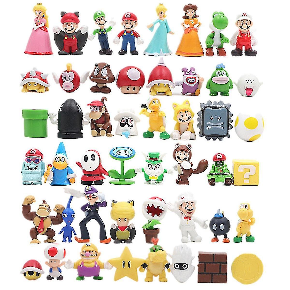 48 sztuk/zestaw Super Mario Family Luigi Yoshi Bowser Wario Peach Toad ...