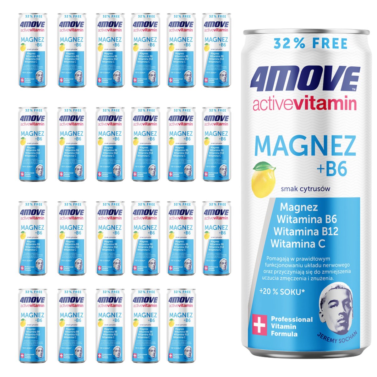 4Move Active Vitamin Magnez + B6 Smak Cytrusów Zgrzewka 330Ml X 24Szt ...