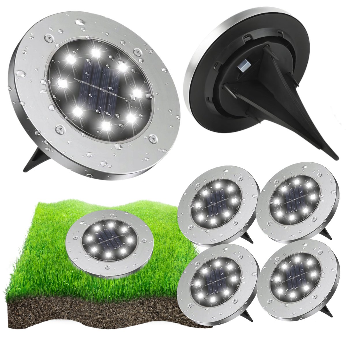 4X LAMPA SOLARNA WBIJANA OGRODOWA LED GRUNTOWA NAJAZDOWA CZUJNIK ZMIERZCHU - Inna marka | Sklep ...