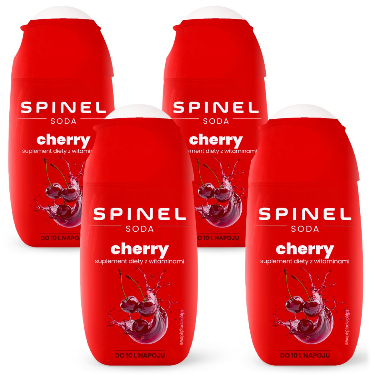 4x SYROP SPINEL SODA WIŚNIA Z WITAMINAMI DO SATURATORA KONCENTRAT DO ...