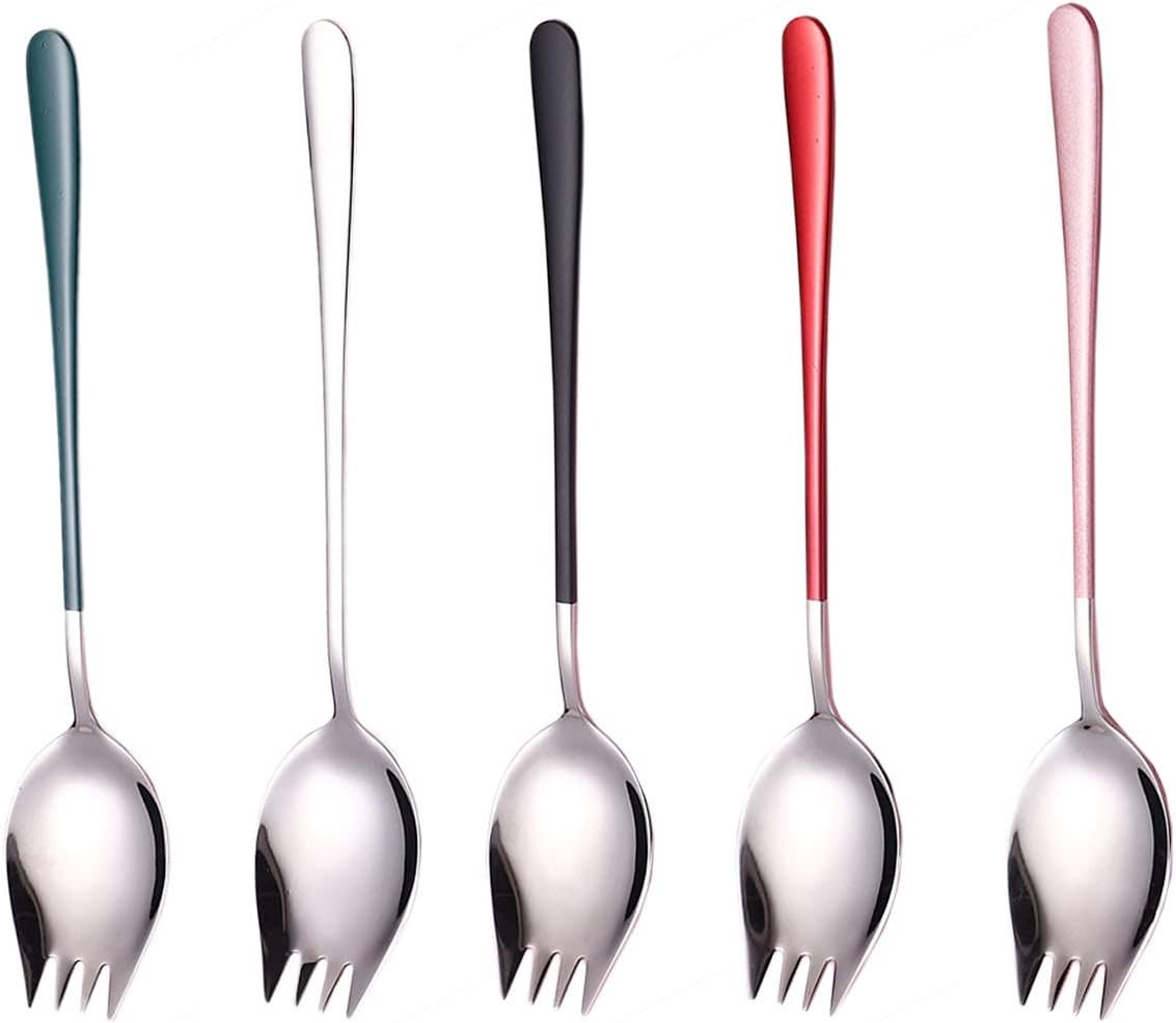 5-pack Silver Stainless Steel Sporks, Fine Flatware Salad Forks and Ice ...