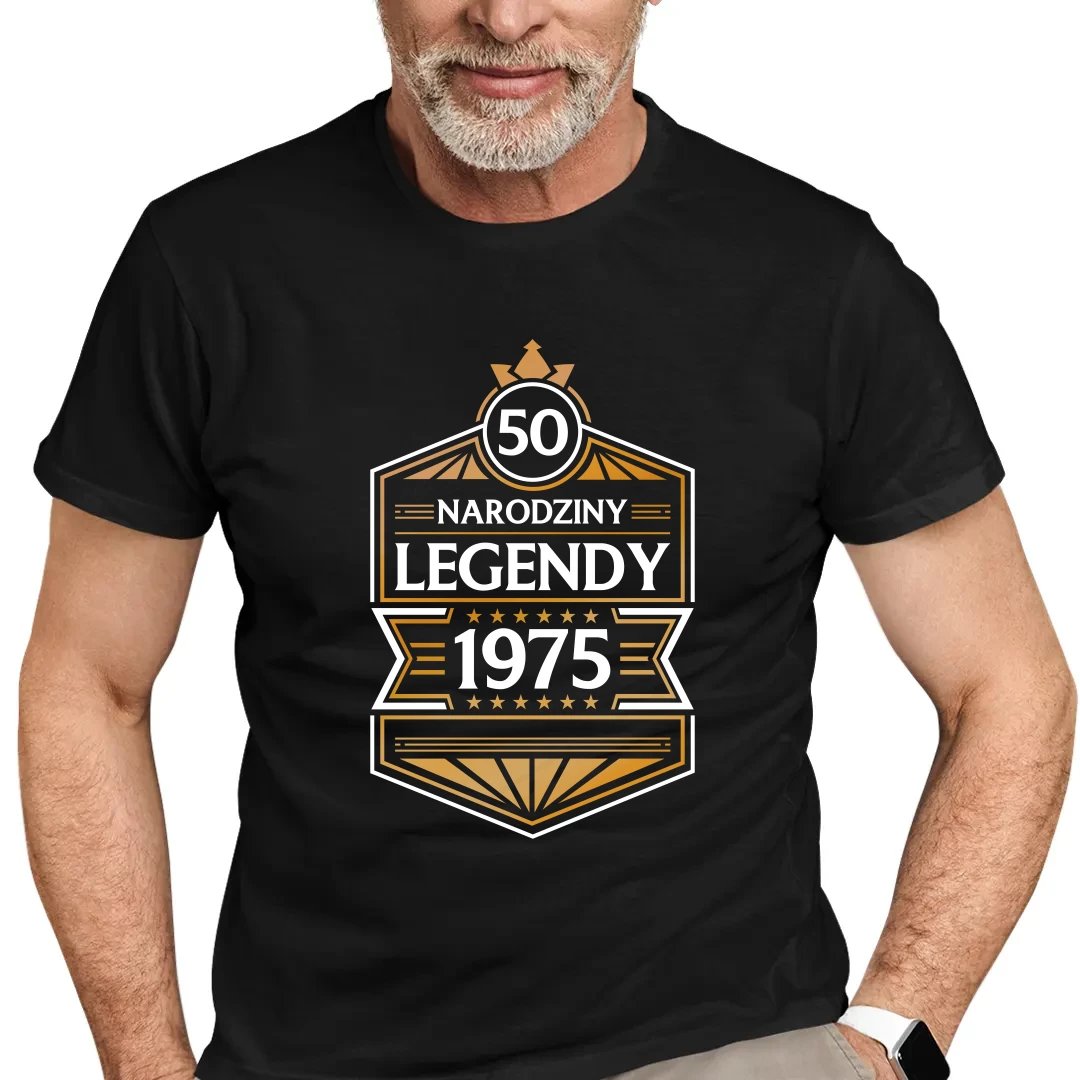 50 lat - Narodziny legendy 1975 - męska koszulka na prezent na 50 urodziny dla mężczyzny ...