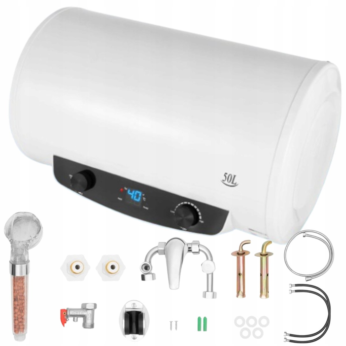 50L Poziomy Elektryczny Podgrzewacz Wody 220V Bojler Z Grzałką Na Wodę ...