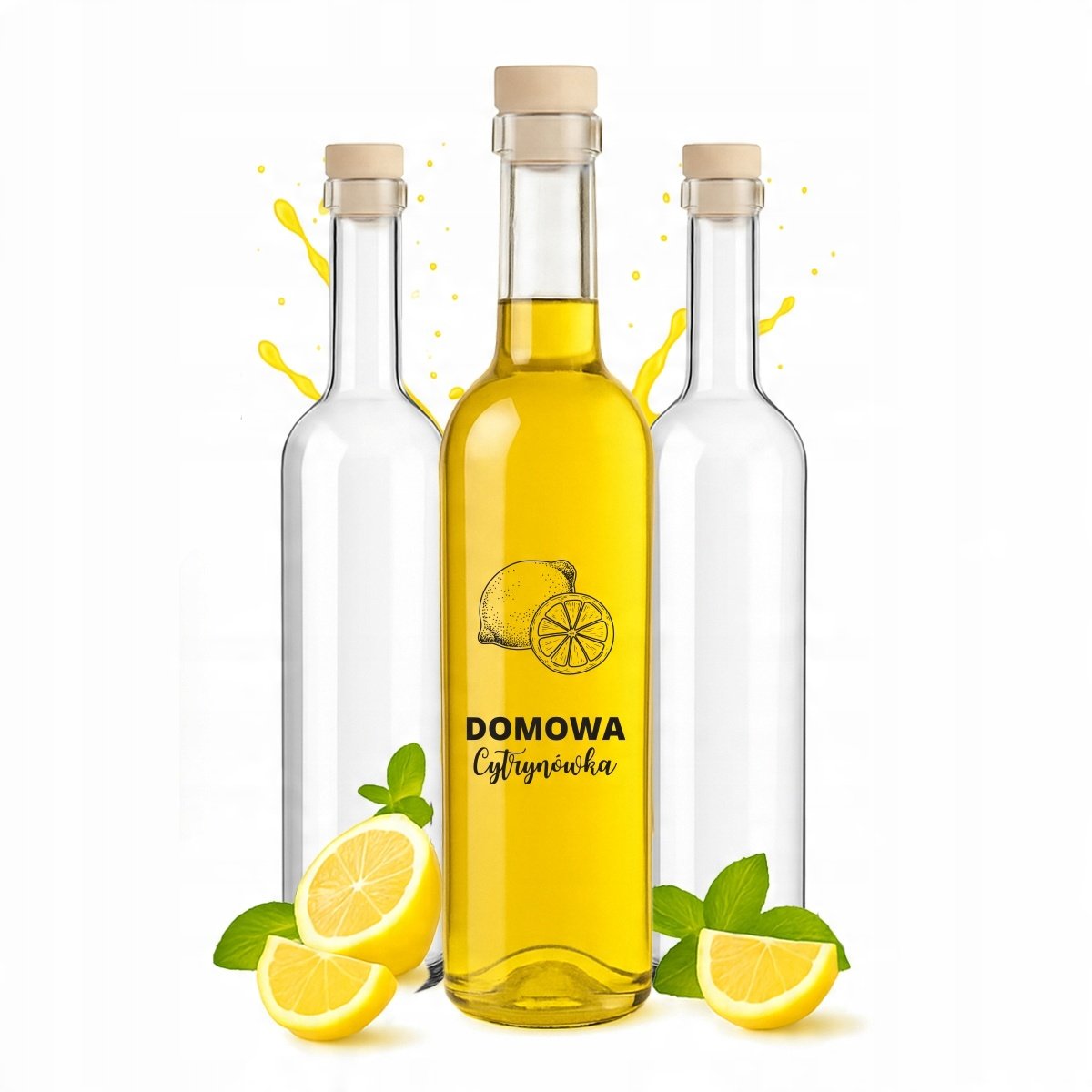 5x Butelka FUTURA 0,5L z NADRUKIEM DOMOWA CYTRYNÓWKA na sok bimber ...
