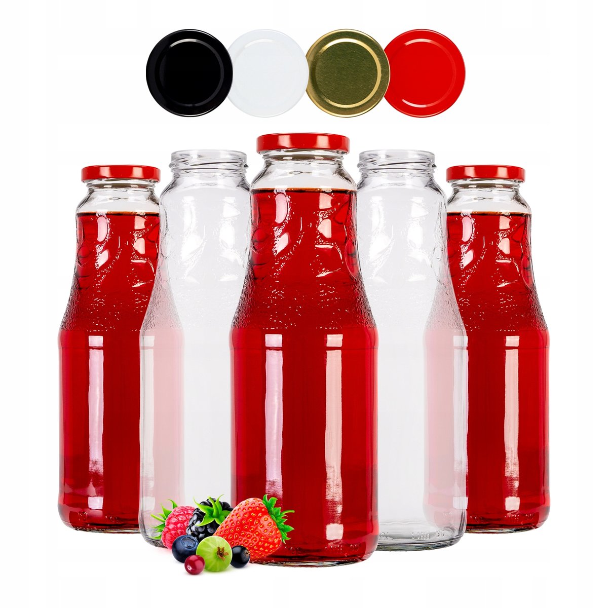 5x BUTELKI SZKLANE SOCZEK 1 L NA SOK WINO PRZETWORY NAPOJE NALEWKI ...