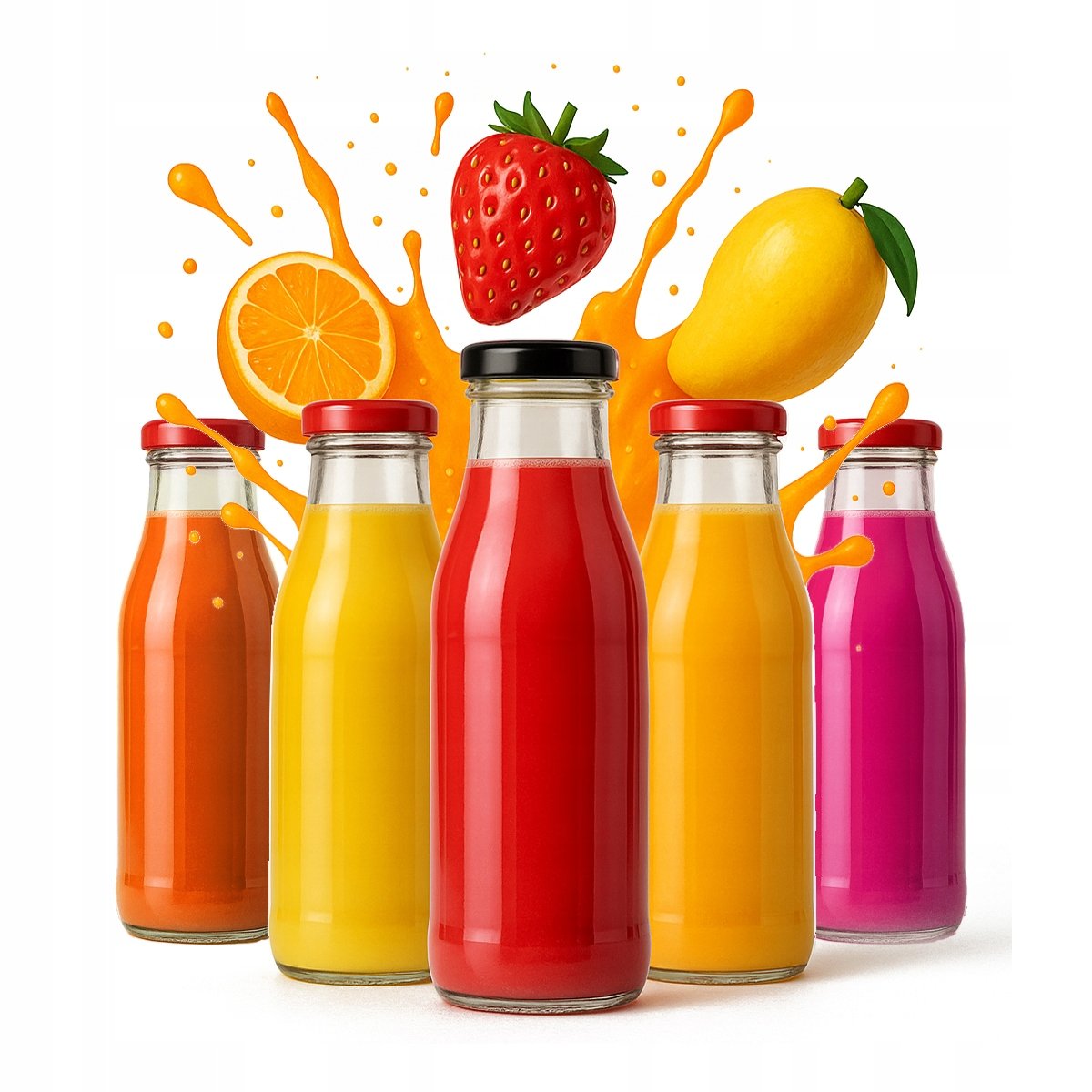 5x KUBUŚ 500ml butelki szklane na sok soczek mleko wodę syrop soki 0,5l ...