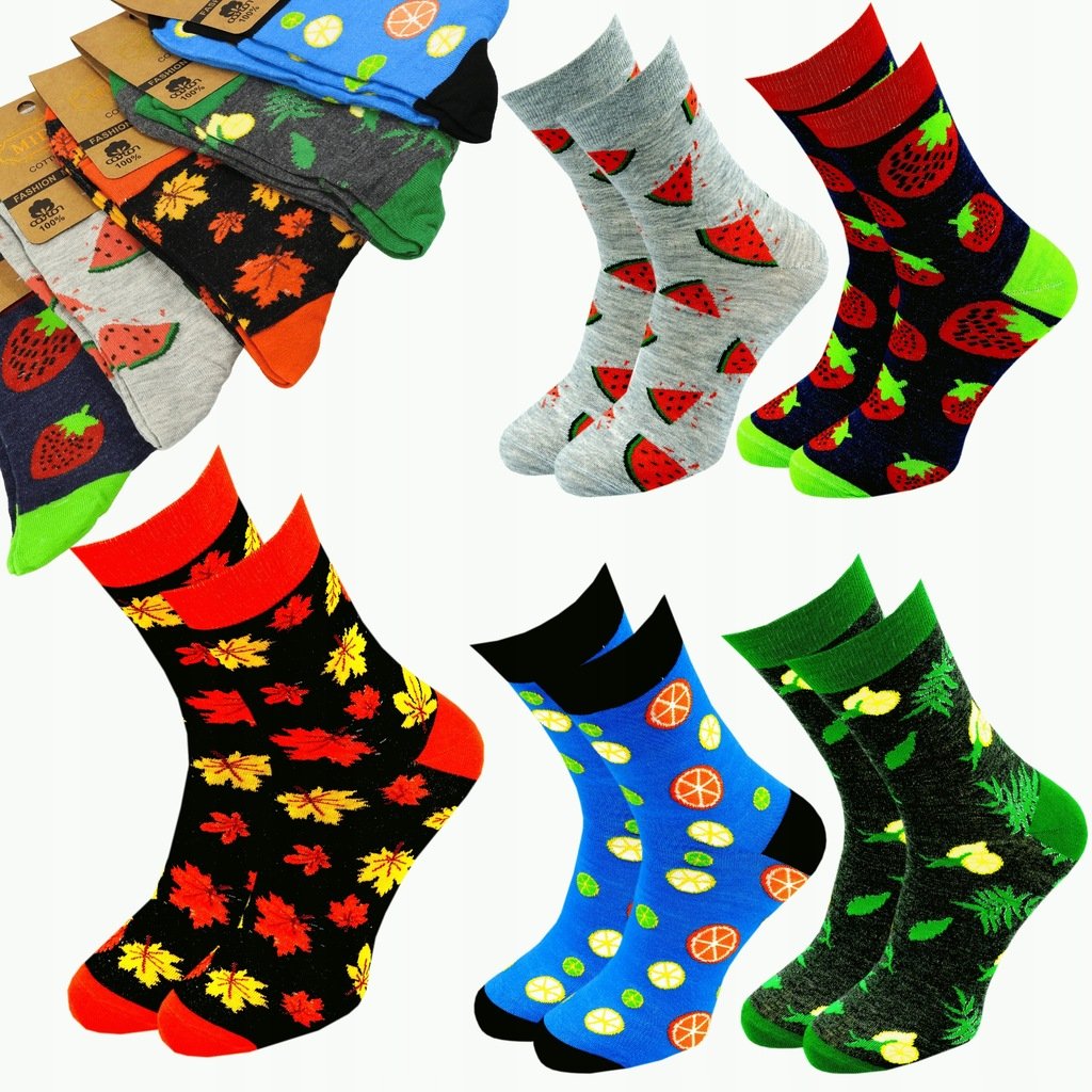 5X Skarpety Męskie Kolorowe Wzory Długie Bawełniane Skarpetki Wysokie 40-43 - Inna marka | Moda ...