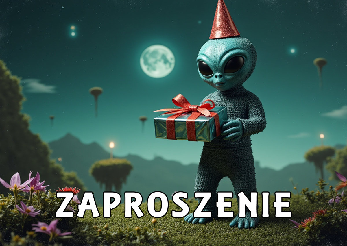 5x Zaproszenia na urodziny dla dzieci urodzinowe kosmos ufo ufoludek ...