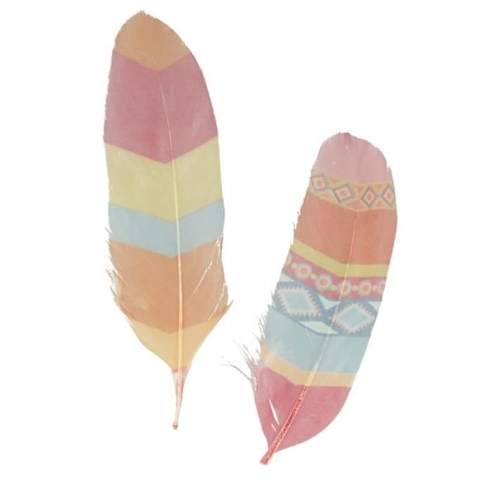 6 drukowanych piór - pióra indiańskie - wielokolorowe pióro - pióra ...
