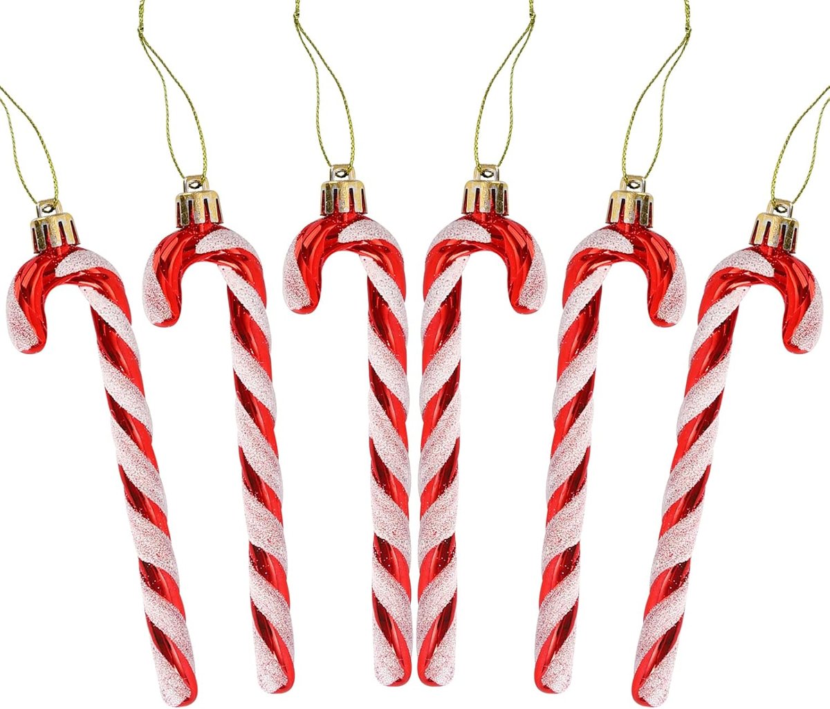 6 Pcs Christmas Plastic Candy Cane Xmas Tree Hanging Candy Cane ...