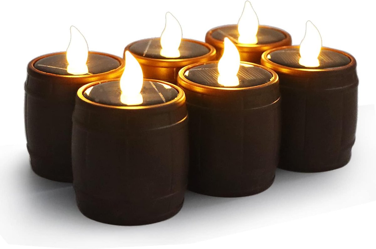 6pcs Solar Window Candles Outdoor Waterproof Rechargeable Flickering ...