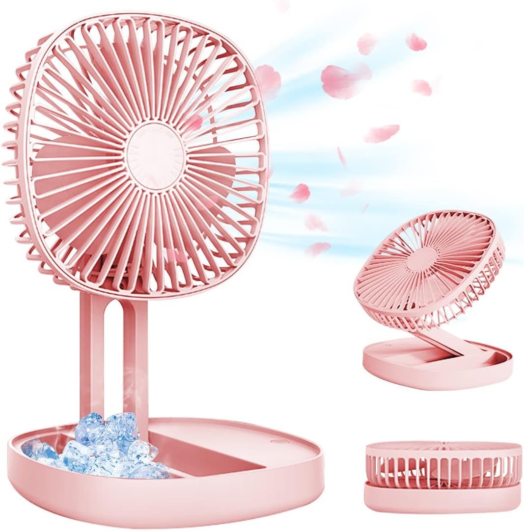 7 Inch Portable Travel Fan Folding Desk Fan, Battery Operated and ...