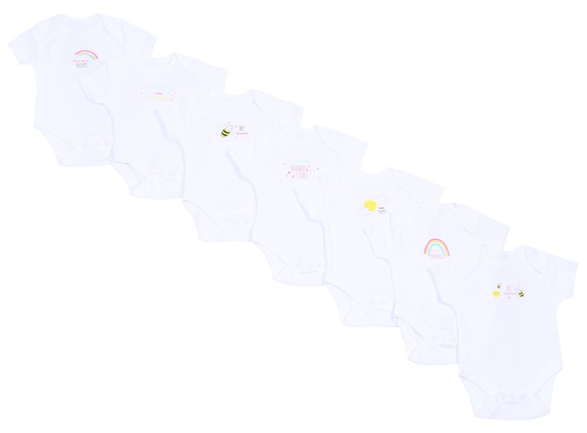 7 x Białe body w tęcze i pszczółki 0-1 m 50 cm - sarcia.eu | Sklep EMPIK.COM
