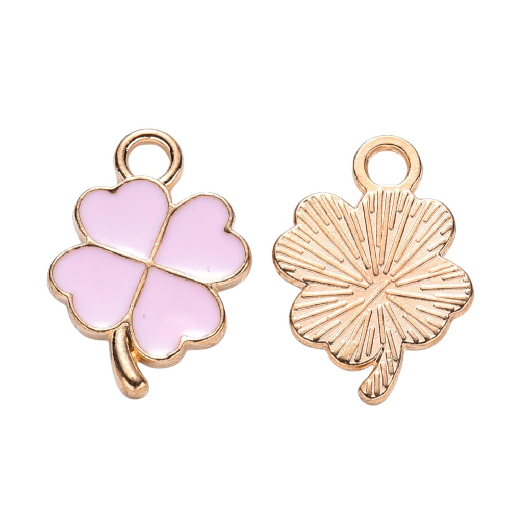 [70719] Zawieszka emaliowana czterolistna koniczynka jasnoróżowa 2szt - Inna marka | Moda Sklep ...