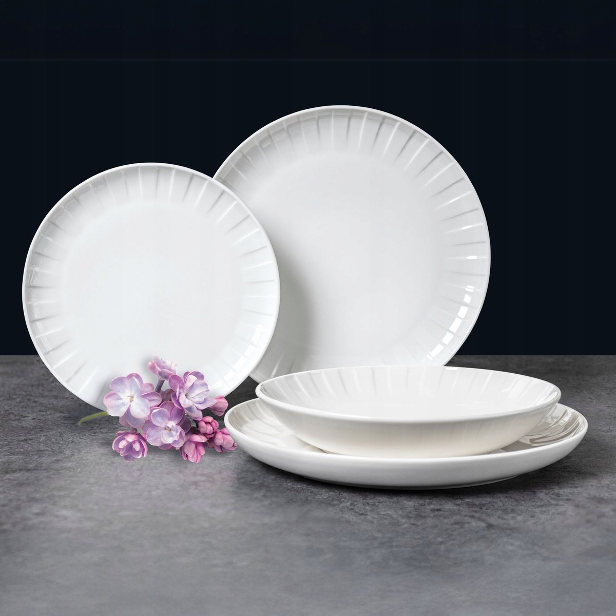 75057 Serwis Obiadowy Dla 6 Osób Ligne 18-Elementowy Biały Ambition ...