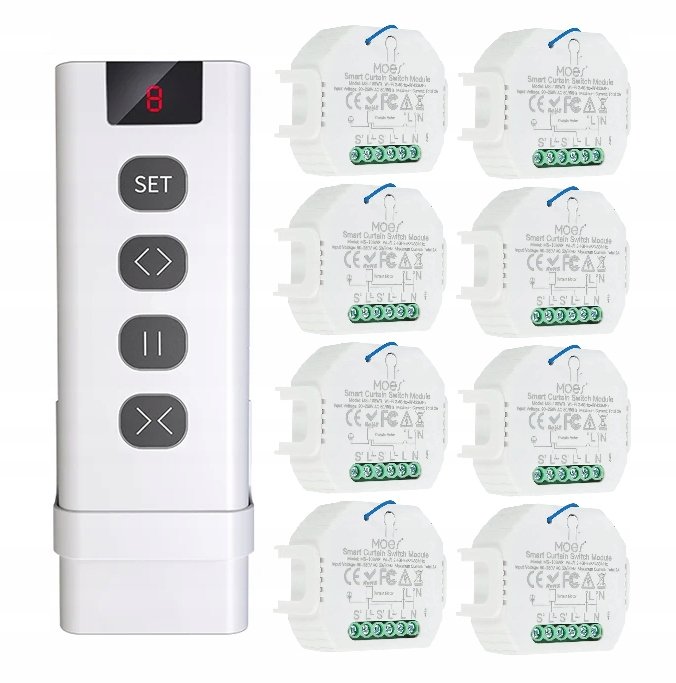 8X Sterownik Rolet Żaluzji Dopuszkowy Szyna Din 2A Tuya Wifi + Rf433 ...